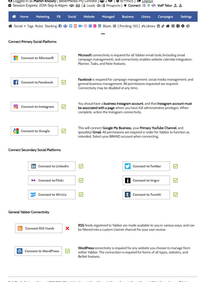 Connecting Social Media Accounts to Yabber – BeliefMedia Digital Marketing